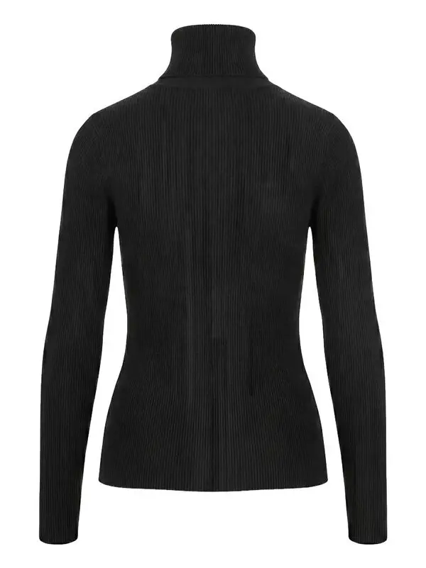Elisabetta Franchi Ribbed Knit Logo Turtleneck Sweater - Black
