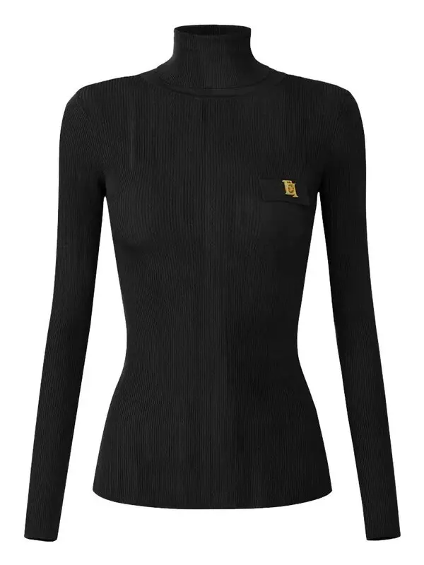 Elisabetta Franchi Ribbed-knit Logo-plaque Sweater - Brown