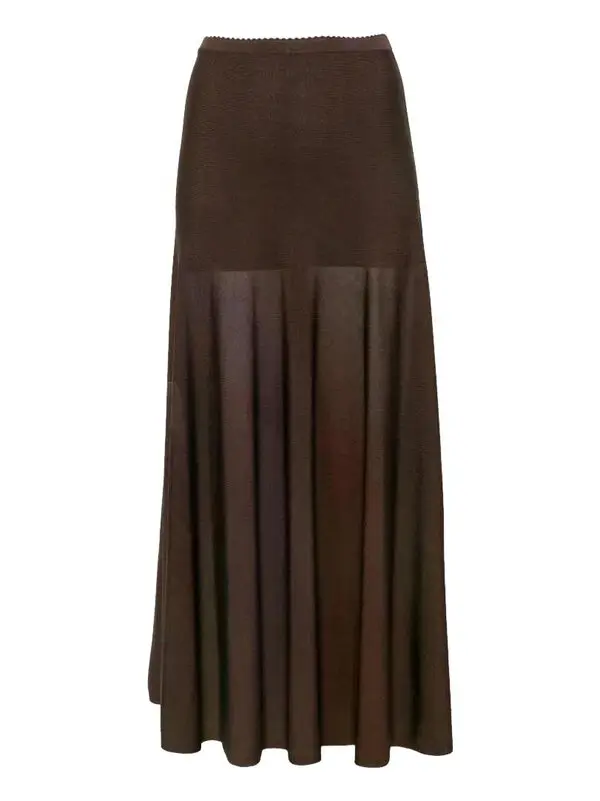 Sandro Knitted Flared Midi Skirt - Brown