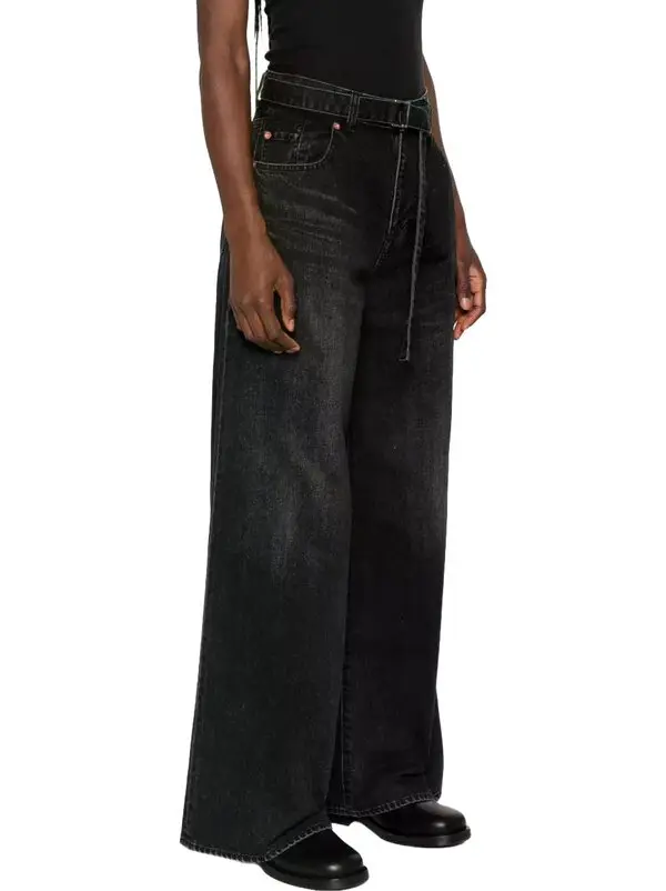 Sacai Belted Wide-leg Jeans - Black