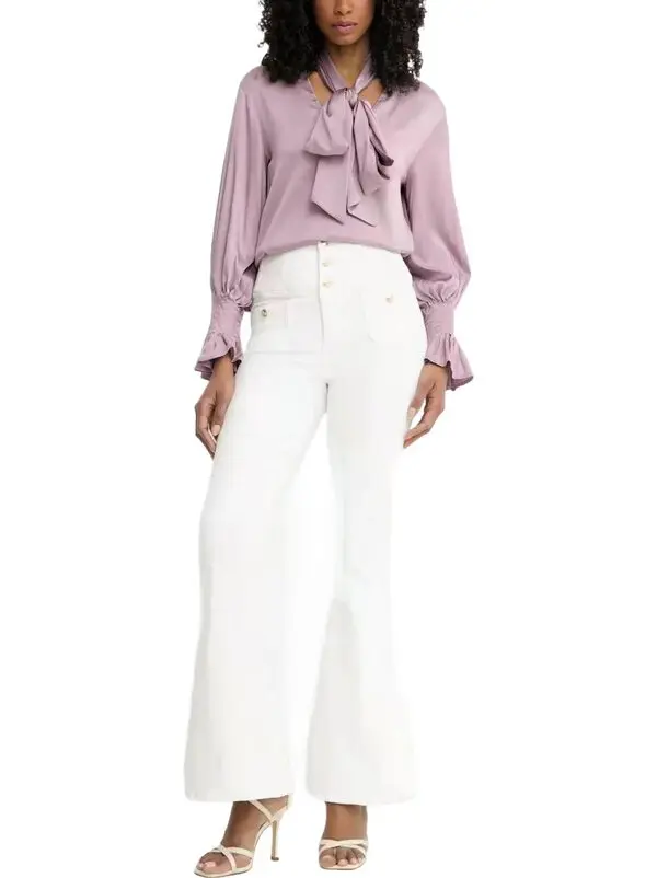 SILVIAN HEACH Lilac Satin Tie-neck Blouse - Purple