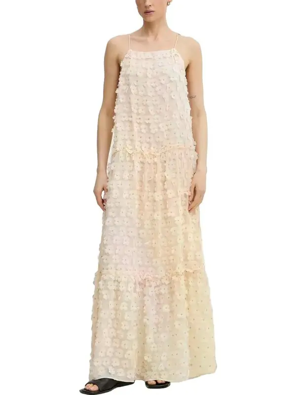 Munthe Bohdana Maxi Dress With Floral Appliqu - Neutrals