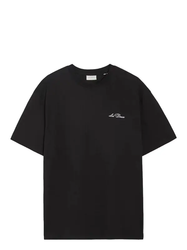LES DEUX Logo-embroidered T-shirt - Black