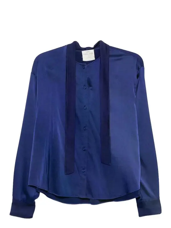 FORTE_FORTE Satin Button-up Shirt - Blue