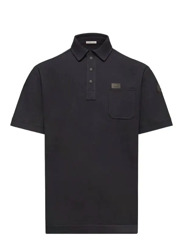 Moncler Logo-patch Chest-pocket Polo Shirt - Blue