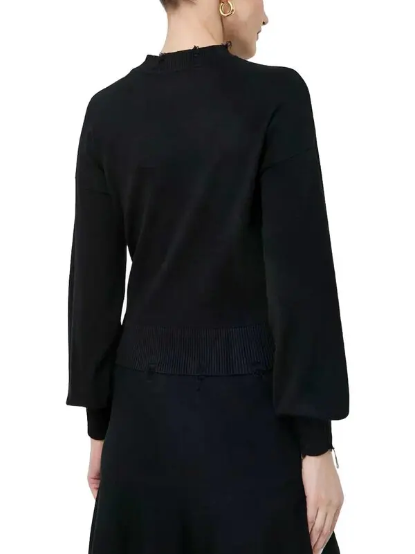 SILVIAN HEACH Distressed Mock Neck Sweater - Black