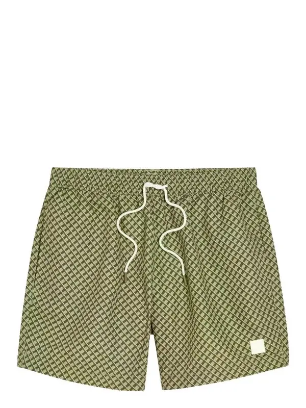 BOSS Geometric Print Swim Shorts - Green
