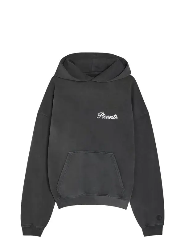PICANTE Embroidered Kangaroo Pocket Hoodie - Grey