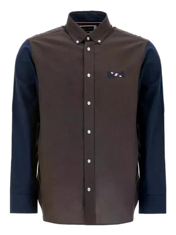 EDEN PARK Colourblock Button-down Shirt - Brown