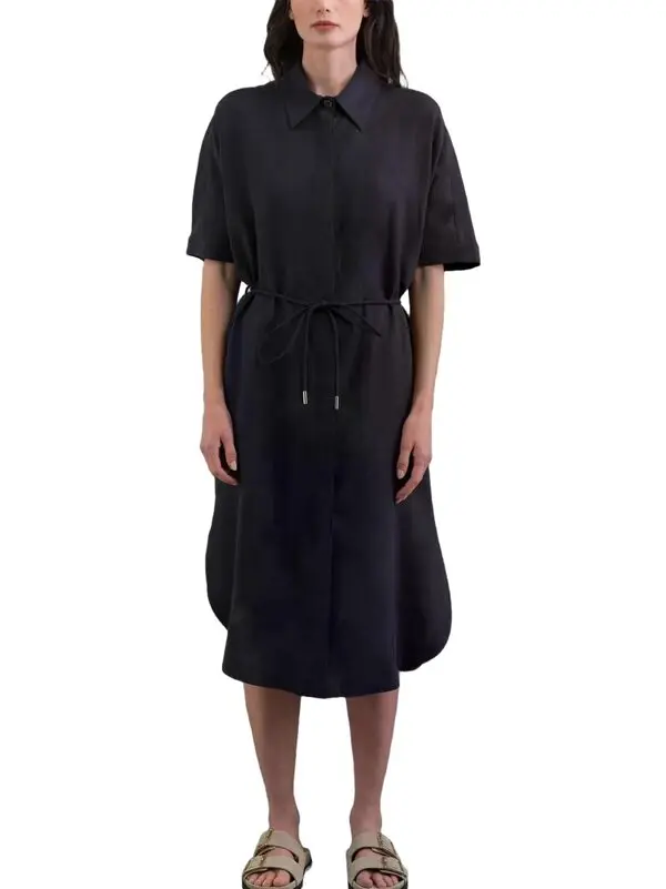 MOORER Linai-glx Belted Midi Dress - Blue