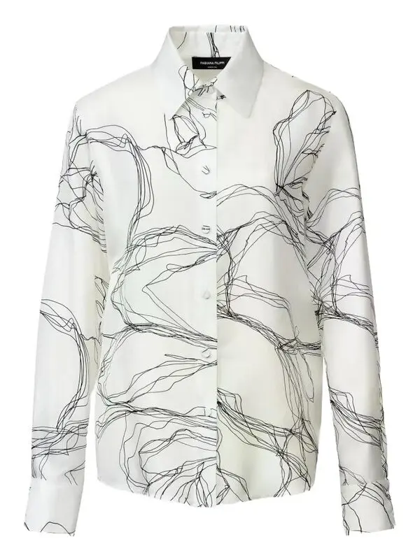 Fabiana Filippi Abstract Print Long Sleeve Shirt - White