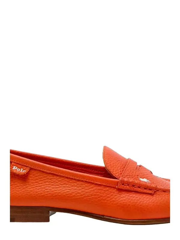 Polo Ralph Lauren Logo Embroidered Pebbled Loafers - Orange