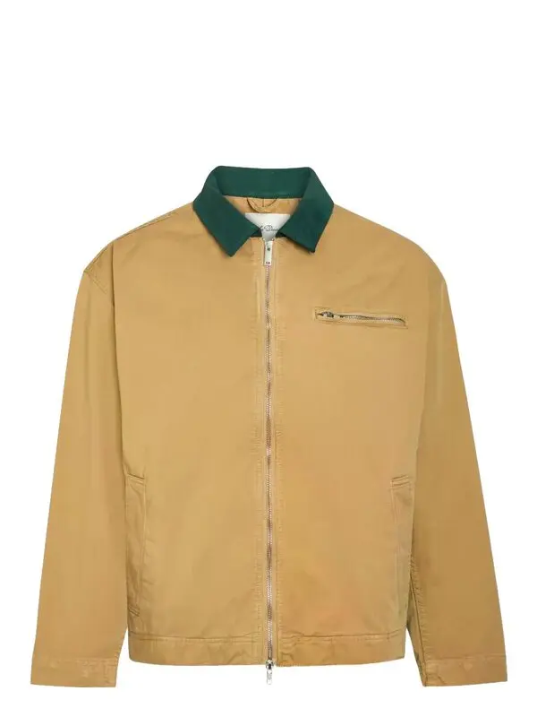 LES DEUX Zip-up Contrast Collar Jacket - Neutrals