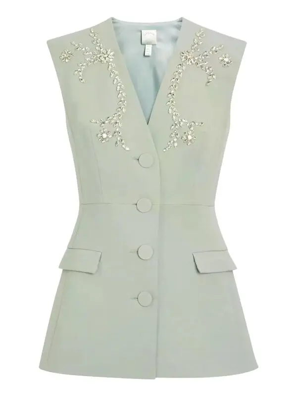 Huishan Zhang Crystal Embellished Gilet - Green