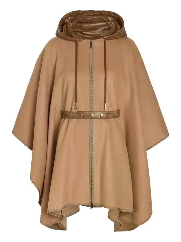 Moncler Belted Hooded Cape - Neutrals