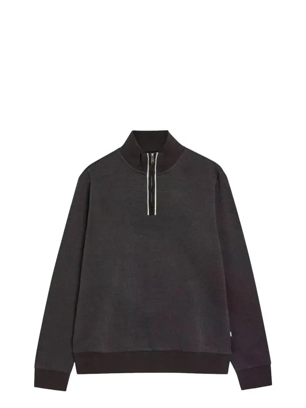 BOSS Micro-textured Half-zip Sweatshirt - Black