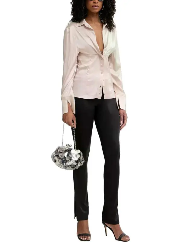 SILVIAN HEACH Satin Finish Shirt With Slit Cuffs - Neutrals
