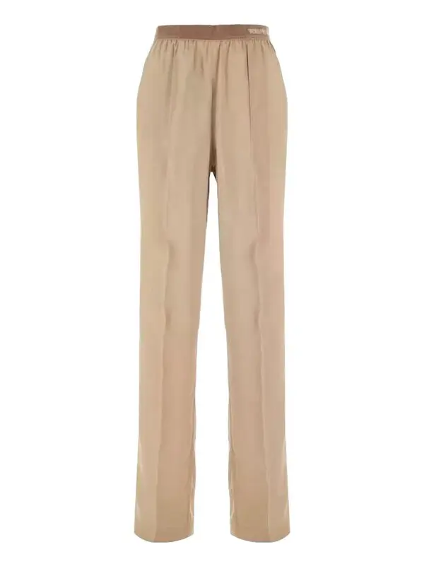 TOM FORD Logo-waistband Silk Trousers - Neutrals