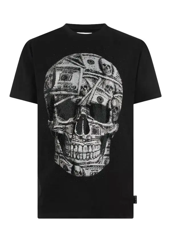 Philipp Plein Jersey Round-neck T-shirt Ss Skull Dollar Stones - Black