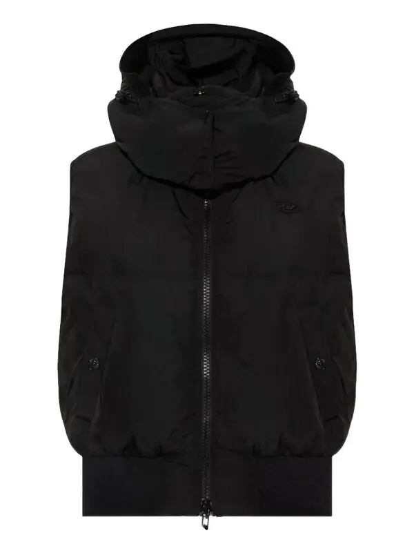 DIESEL® Logo Quilted Hooded Gilet - Black
