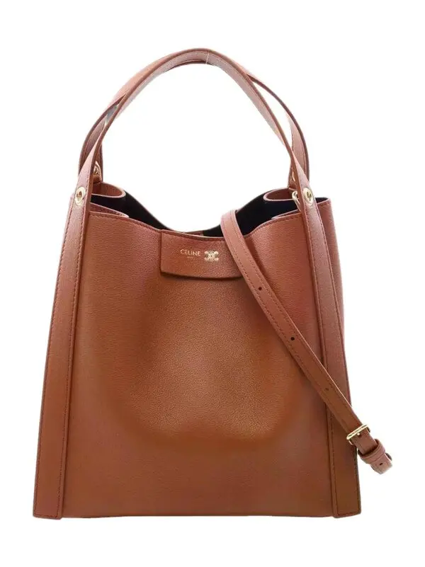 Celine Small Cubo Leather Tote Bag - Brown