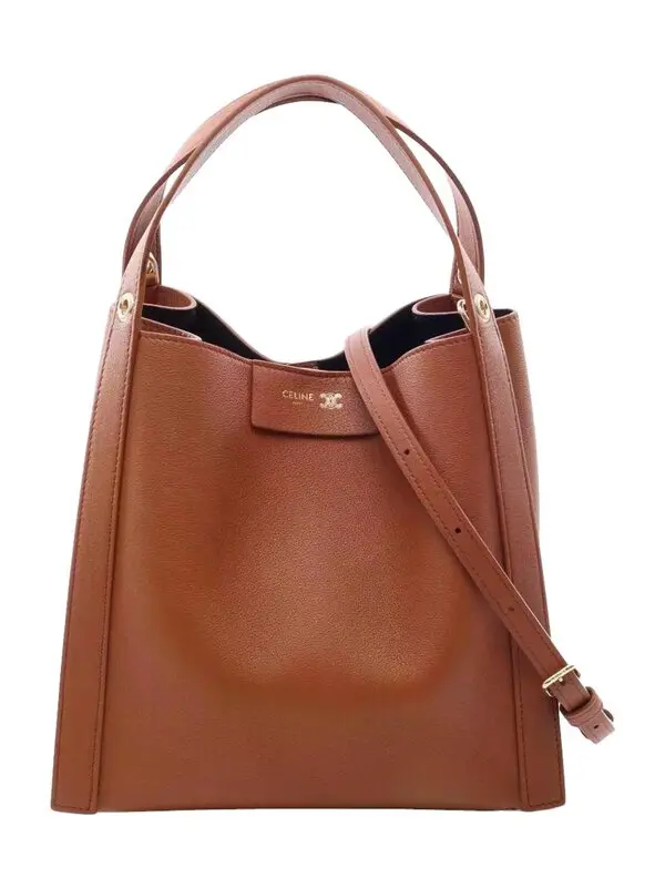 Celine Small Cubo Leather Tote Bag - Brown
