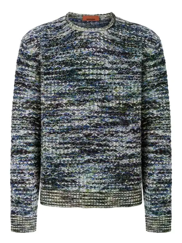 Missoni Zigzag Knit Crewneck Sweater - Blue