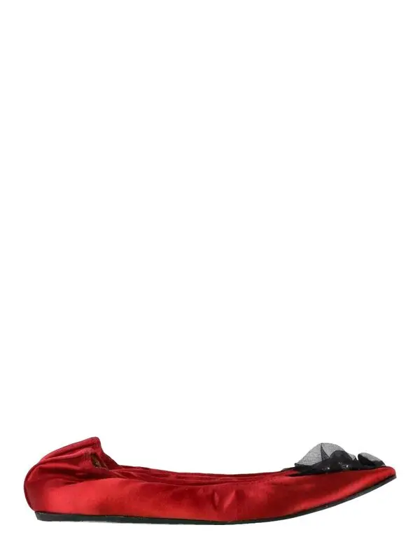 LANVIN Ballet Flats With Brooch Embellishment - Red