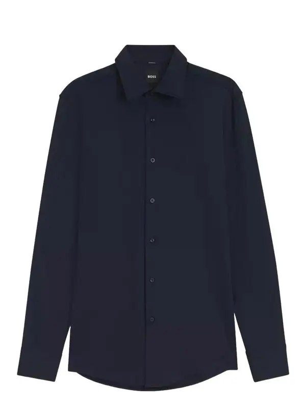 BOSS Slim-fit Shirt In Italian-made Performance-stretch Jersey - Blue