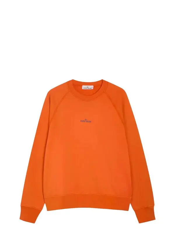 Stone Island Logo Print Raglan Sleeve Sweatshirt - Orange