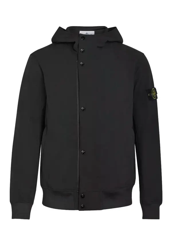 Stone Island Compass Patch Hooded Jacket - Black