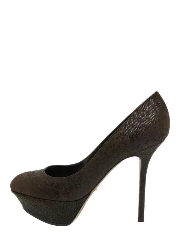 SERGIO ROSSI Karung Leather Platform Stiletto Pumps - Brown