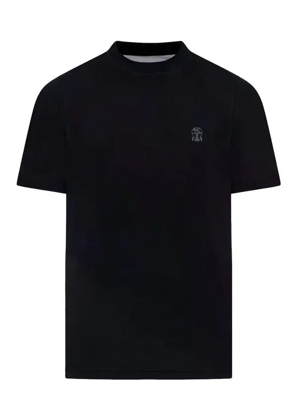 Brunello Cucinelli Logo-embroidered T-shirt - Blue