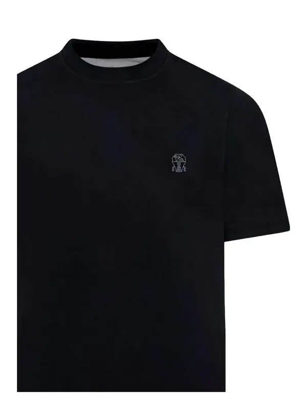 Brunello Cucinelli Logo-embroidered T-shirt - Blue