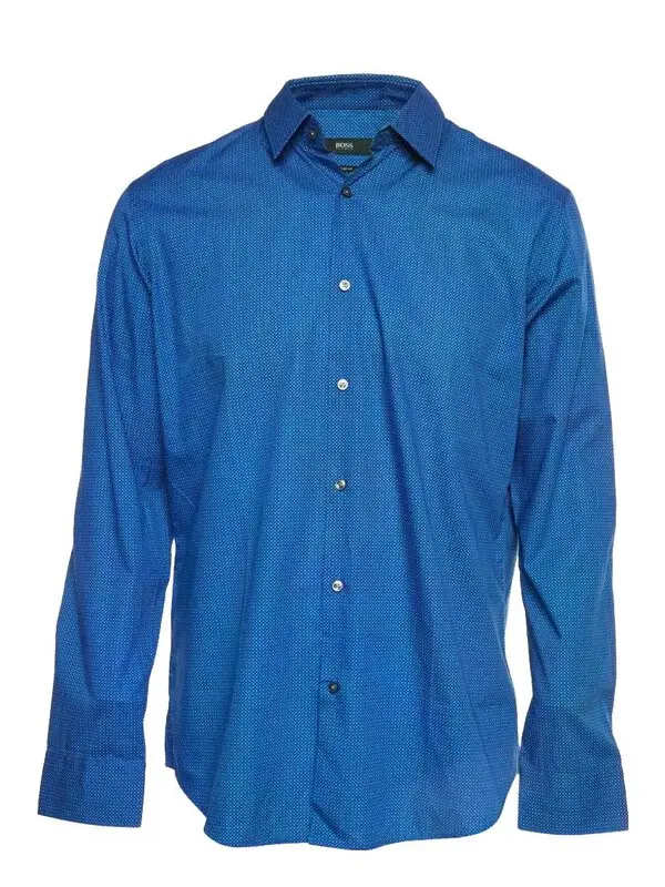 BOSS Eliott Geometric-print Shirt - Blue