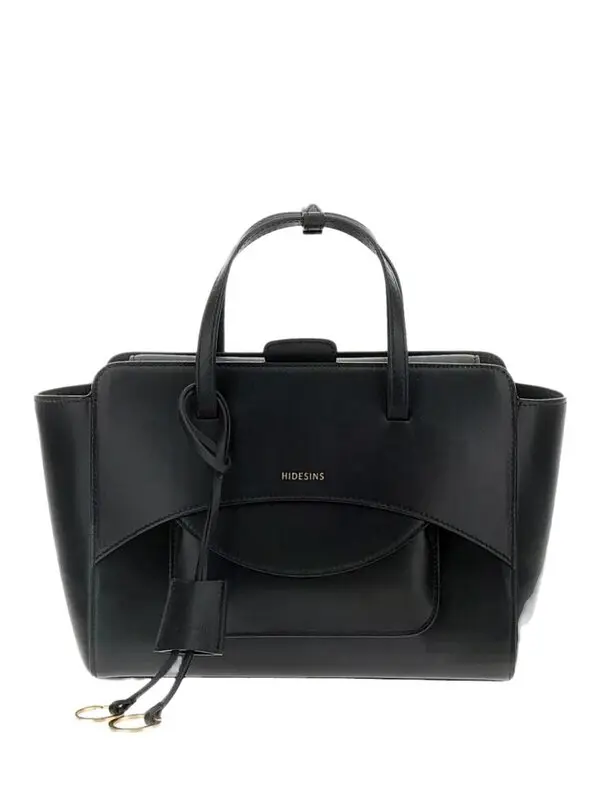 HIDESINS Medium Flap Leather Tote Bag - Black