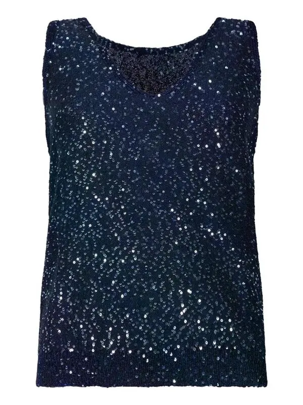 Max Mara Sequin Embellished Sleeveless Sweater - Blue