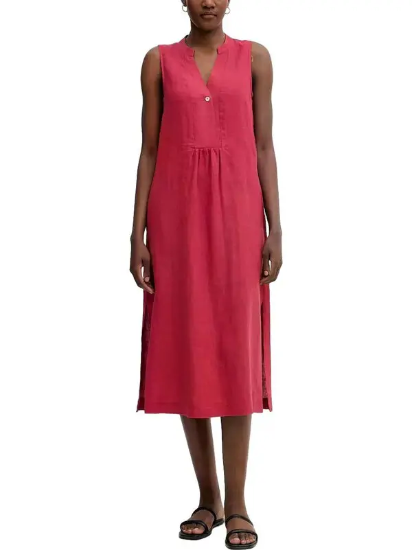 BENETTON Sleeveless V-neck Midi Dress - Red