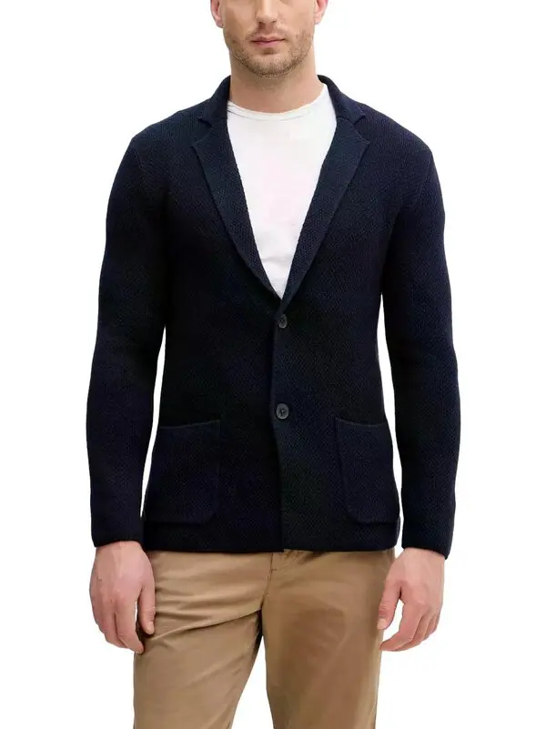 BENETTON Knitted Notch-lapel Blazer - Blue