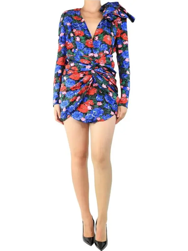 Magda Butrym Floral-print Ruched Mini Dress - Blue