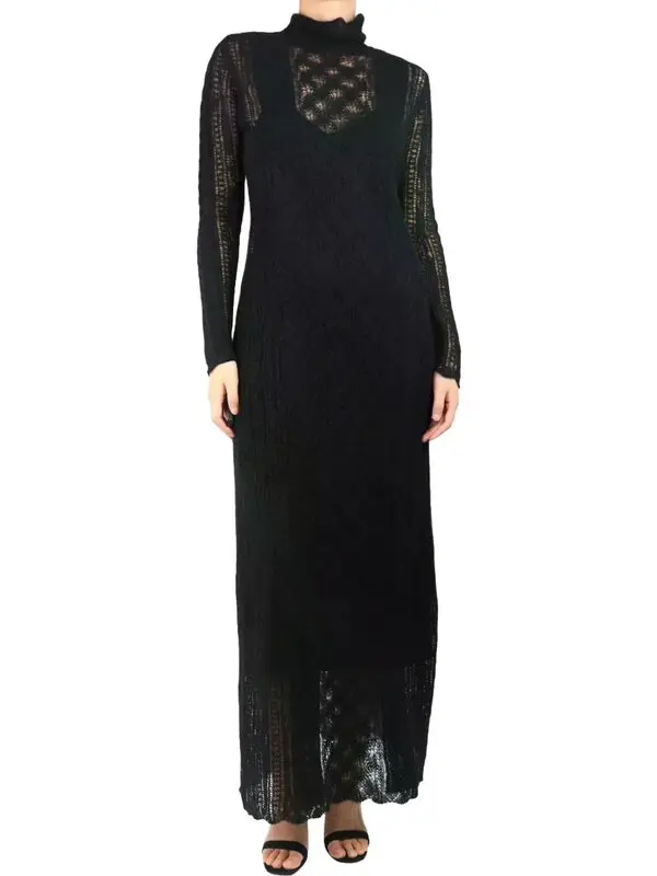 Ulla Johnson Alpaca-blend Maxi Dress With Chevron Knit And Scalloped Hem - Black