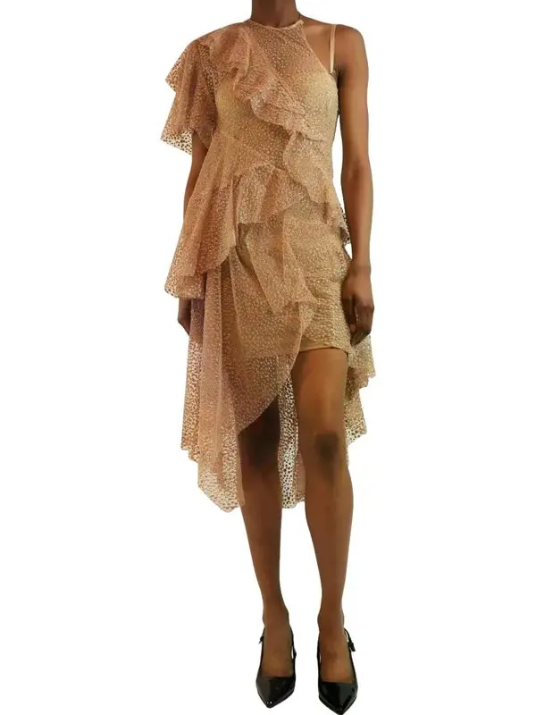 Zimmermann One-shoulder Polka-dot Dress - Neutrals