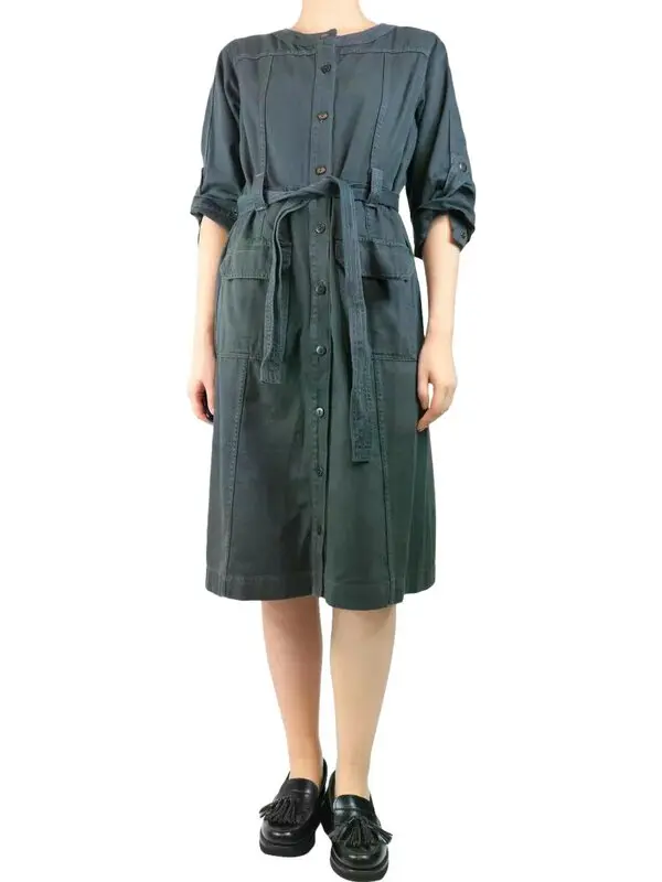 WYse Matilda Multi-stitch Midi Dress With Tie Detail - Blue