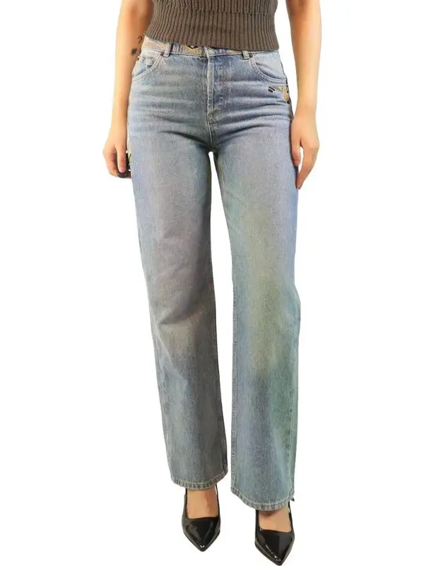 Ba&sh Embroidered Detail Jeans - Blue