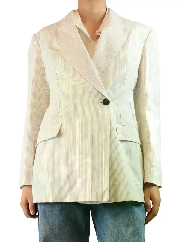 Brunello Cucinelli Striped Double-breasted Blazer - White