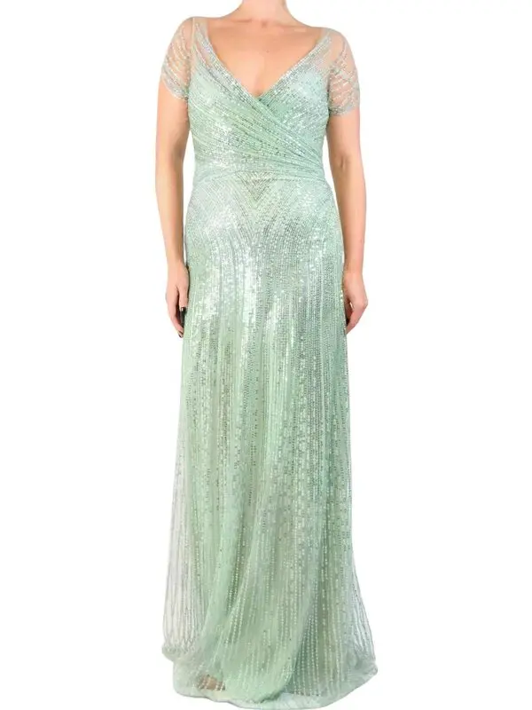 Jenny Packham Sequin Embellished Maxi Dress - Green