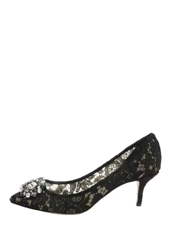 Dolce & Gabbana Embellished Lace Pumps - Black