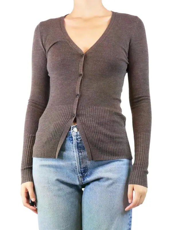ISSUE TWELVE V-neck Ribbed Cardigan - Brown