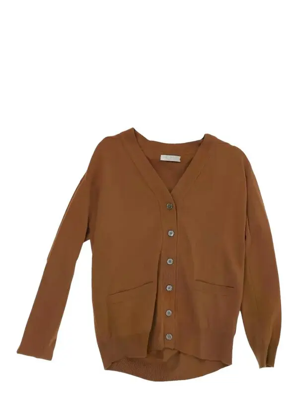 CRIME LONDON V-neck Patch-pocket Cardigan - Brown