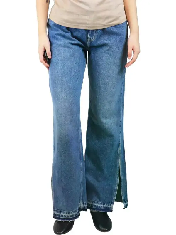 STEL Split-hem Wide-leg Jeans - Blue